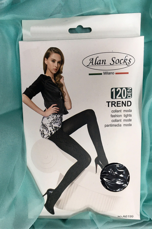 Ciorap de dama cu model deosebit, culoare neagra si 120 DEN