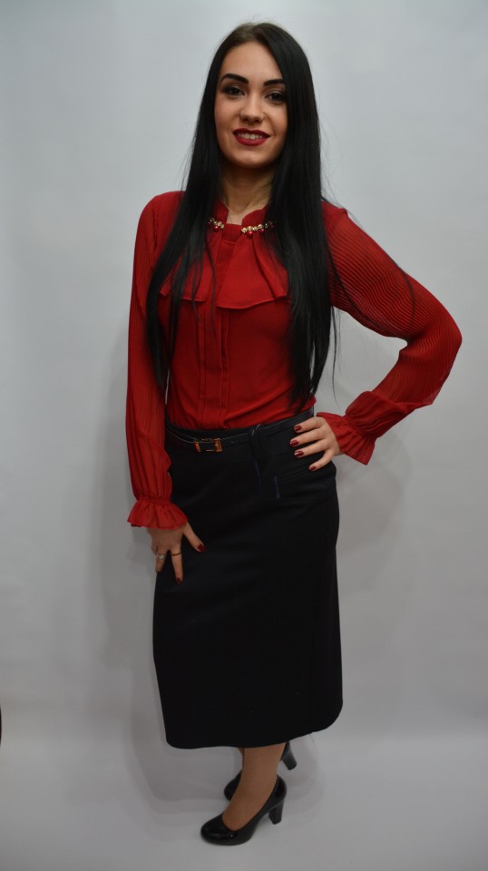 Fusta groasa de toamna-iarna confectionata din stofa bleumarin