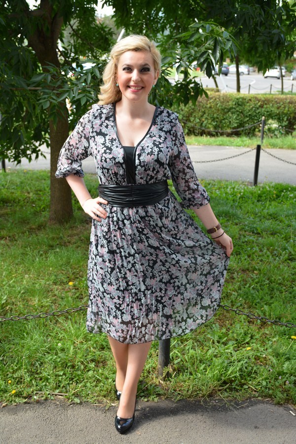 Rochie De Primavara Vara Pentru Dame Cu Masuri Mari Gri Roz
