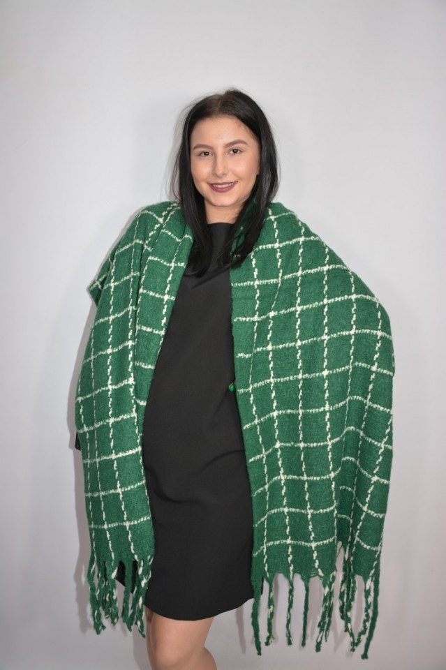 Fular dama Dalma ,model cu patratele,verde