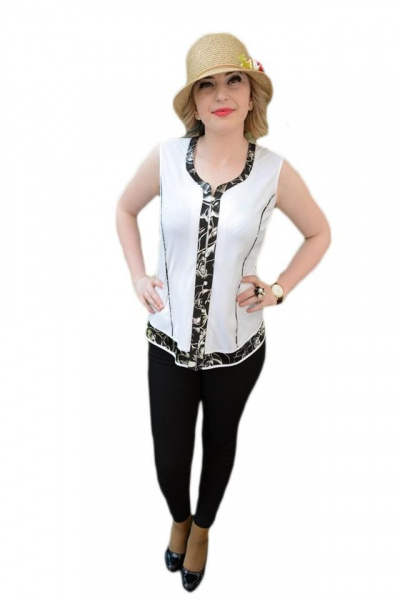 Top de ocazie, de culoare alba, cu imprimeu lucios negru-auriu