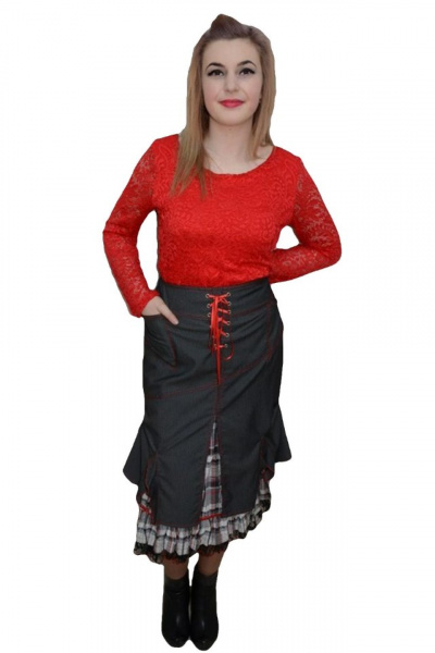 Fusta in tendinte, de culoare gri, imprimeu geometric