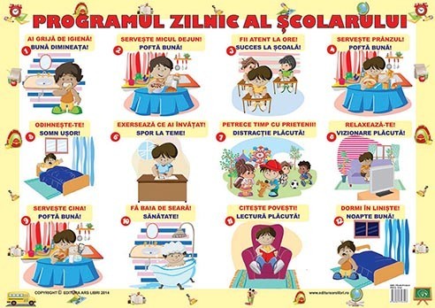 Planșa Programul zilnic al școlarului