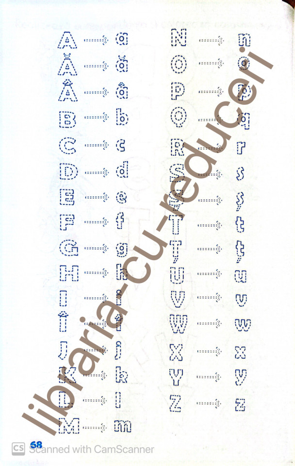 Scrie de la A la Z(et) literele de tipar din alfabet!