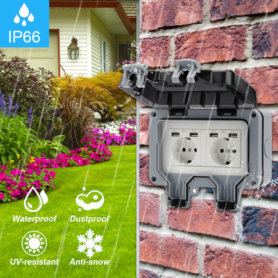 Priză de exterior IP66 Rezistent la intemperii, priză de înaltă ...