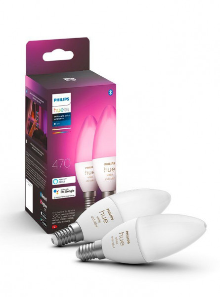 Pachet 2 becuri LED RGB inteligente Philips Hue B39, Bluetooth, Zigbee ...