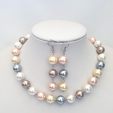 Set din perle stil Mallorca,5 culori, accesorii din otel inoxidabil ...
