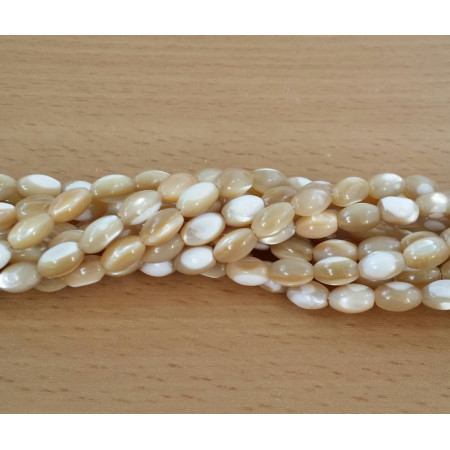Margele de sidef bej, bob de orez 5*8 mm