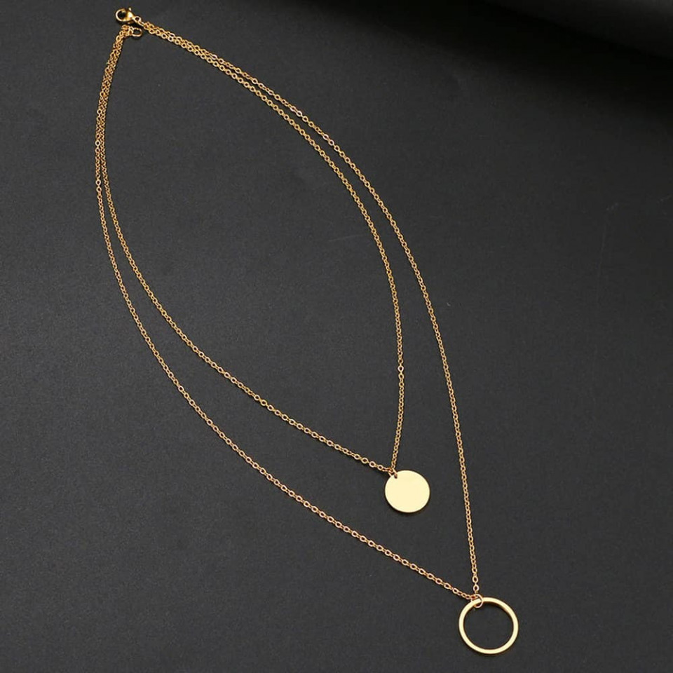 Lantisor Inox Auriu Doua Rotunduri- N495