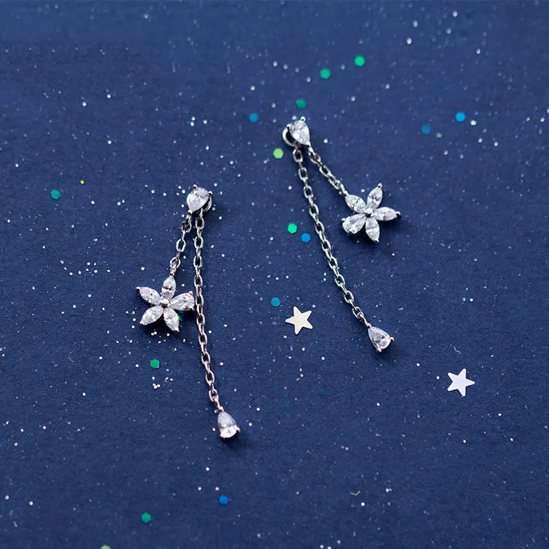 Cercei Din Argint 925 model - FLOARE - zirconiu lung cod ARG94D