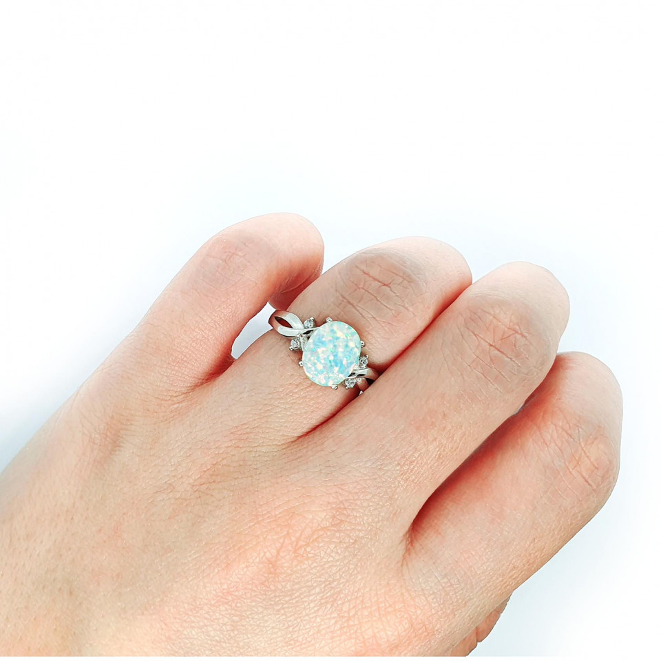 Inel Opal Alb