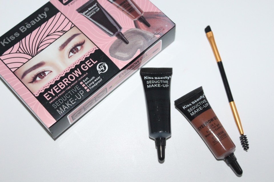 Kit sprancene 2 gel sprancene Kiss Beauty Eyebrow Gel+pensula aplicare