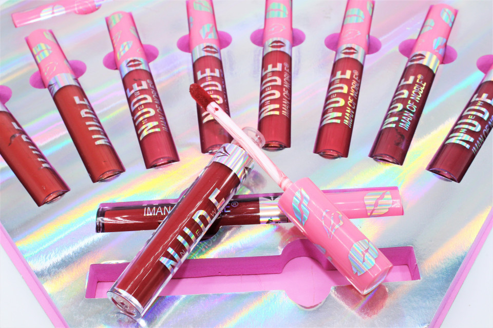 Set 12 rujuri de buze, Iman Of Noble, Nude Matte Lip Gloss, Diamond