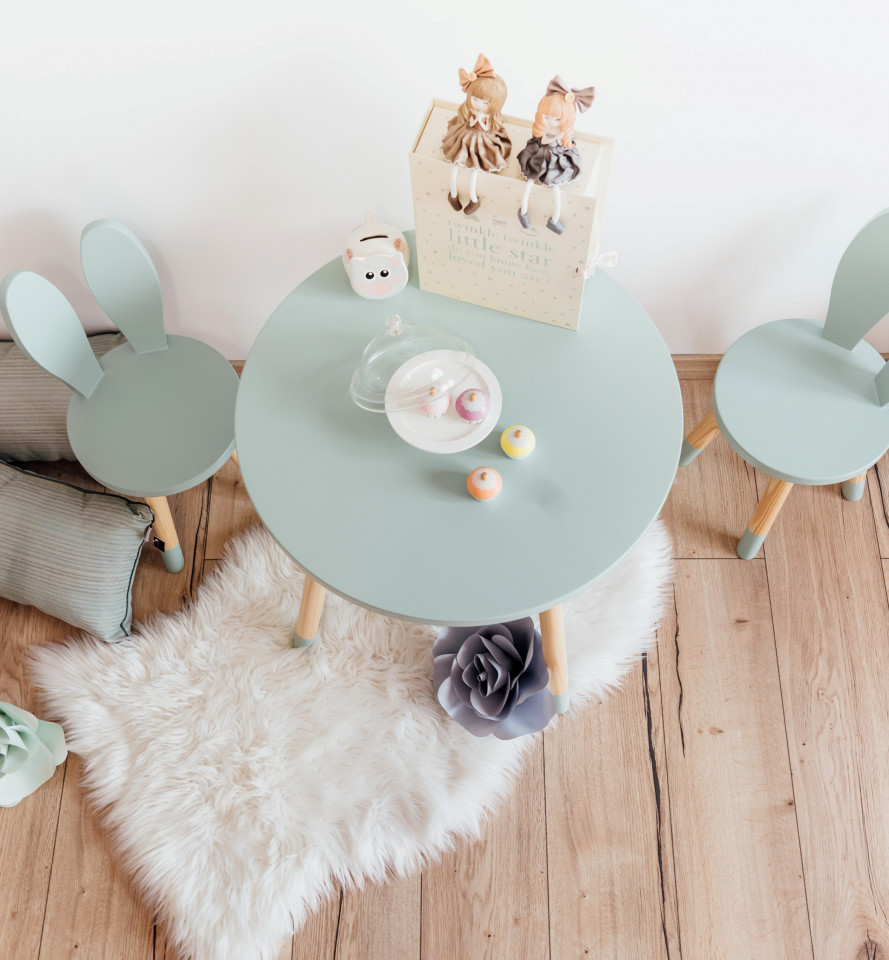 Masa pentru copii rotunda mint - Masuta copii - Lilu Lilu