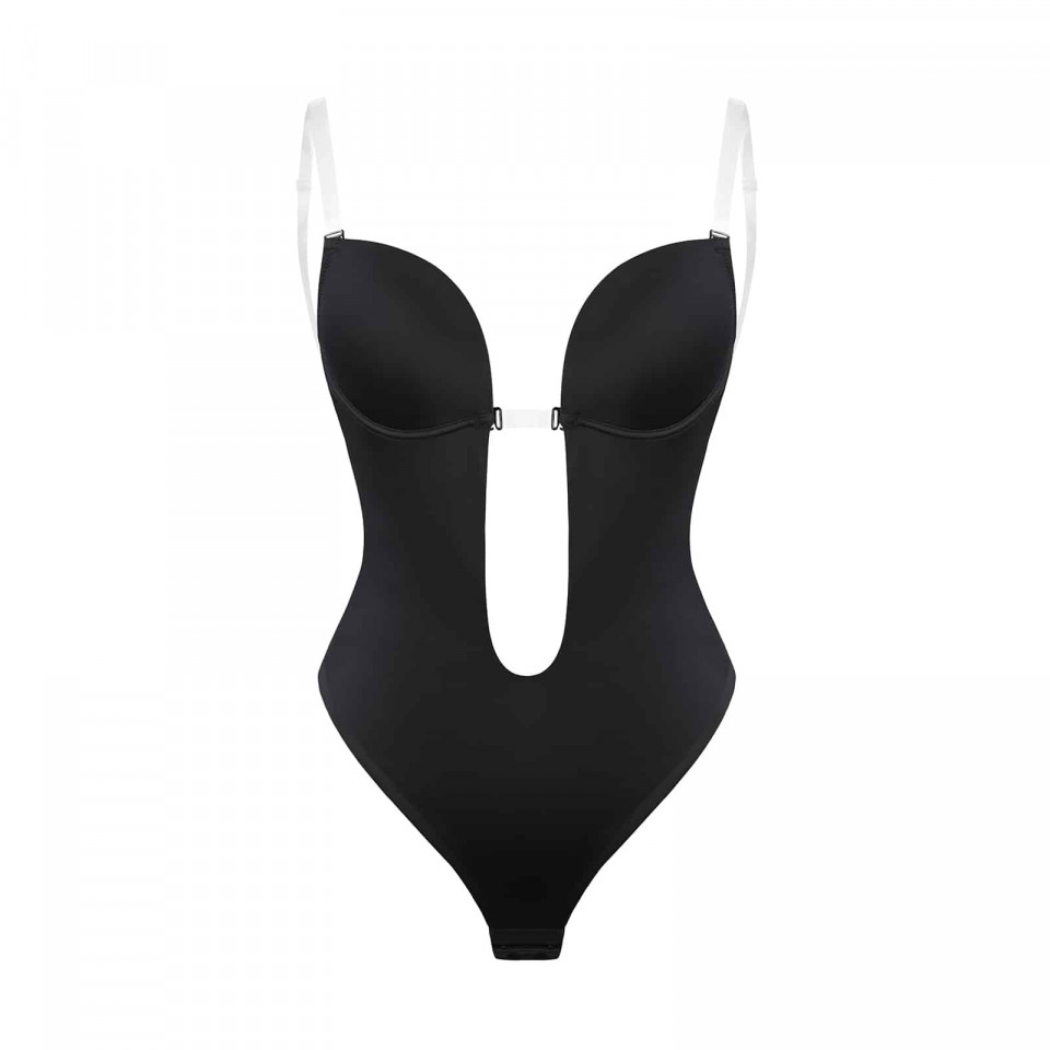 Body Modelator in forma de U fara spate Black si Sutien