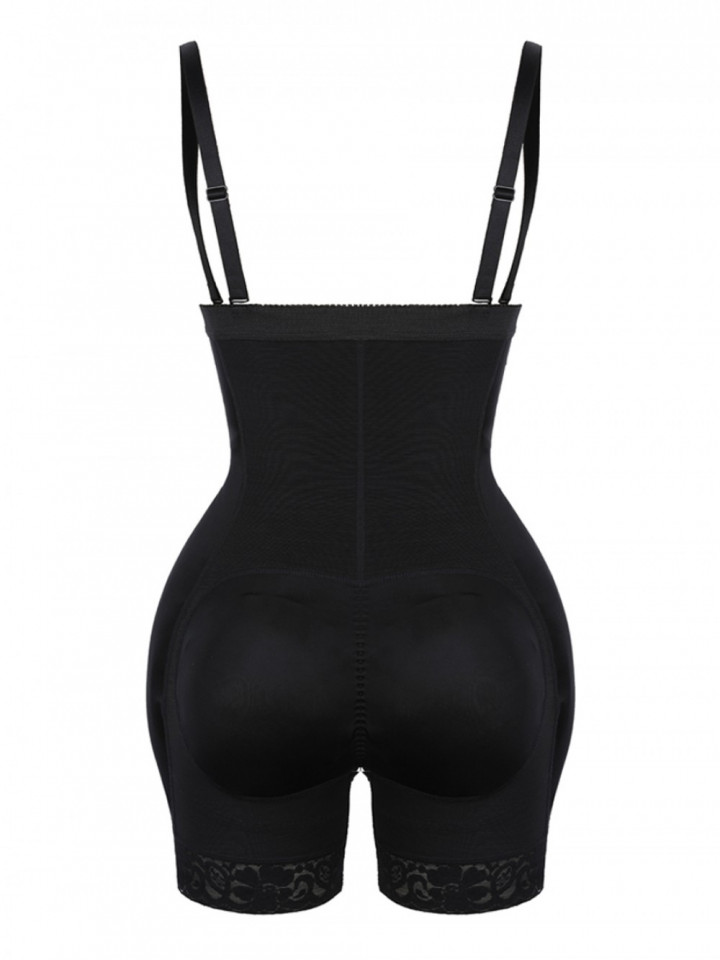 Body Modelator Black HIGH WAIST cu Fese si Solduri Proeminente Cu Bureti