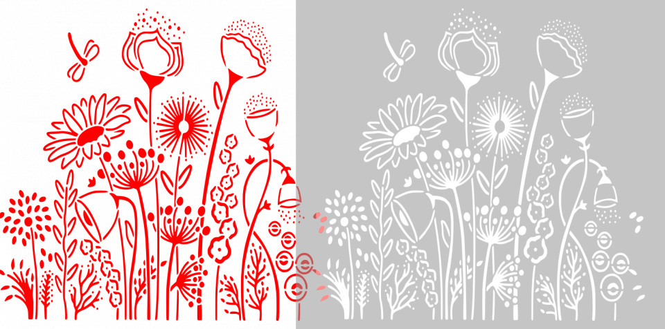 Sablon 100 x 89cm, Flori Bordura Giant, SP170, Refolosibil, Repetitiv