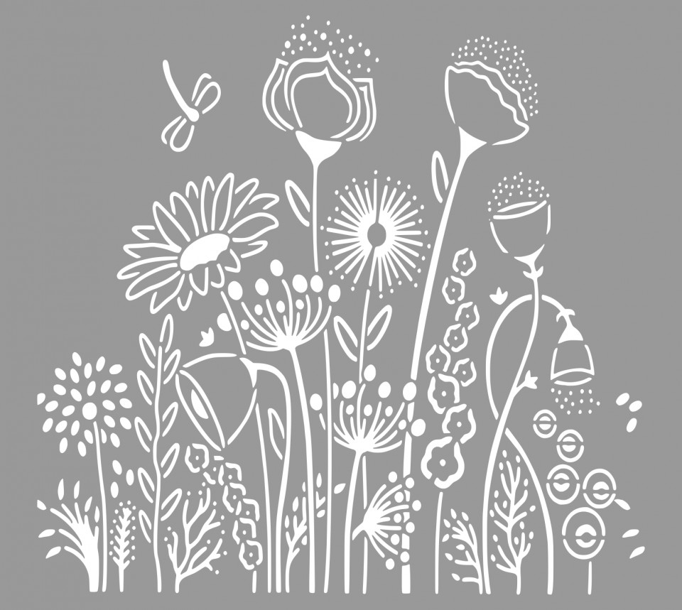 Sablon 100 x 89cm, Flori Bordura Giant, SP170, Refolosibil, Repetitiv