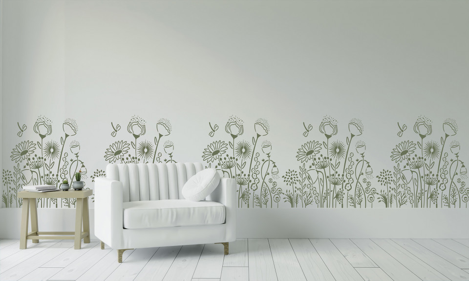 Sablon 100 x 89cm, Flori Bordura Giant, SP170, Refolosibil, Repetitiv