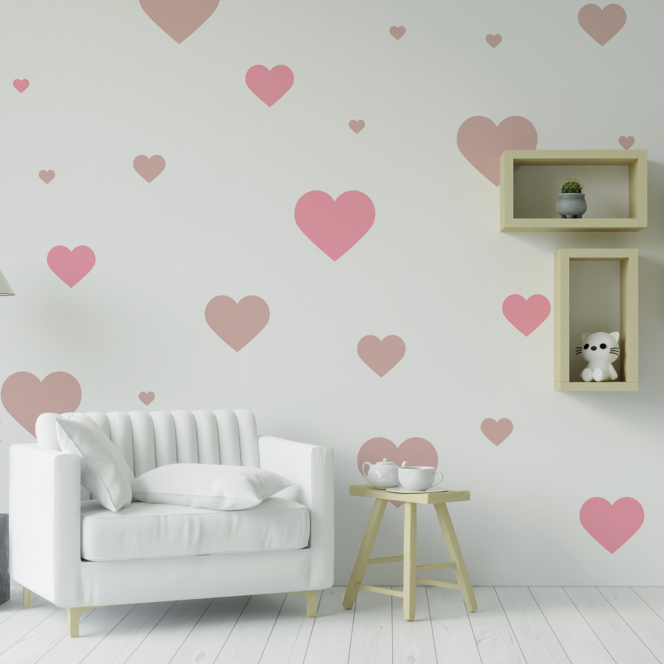 Set 5 Sabloane Refolosibile Pictat Pereti Inimi SP7