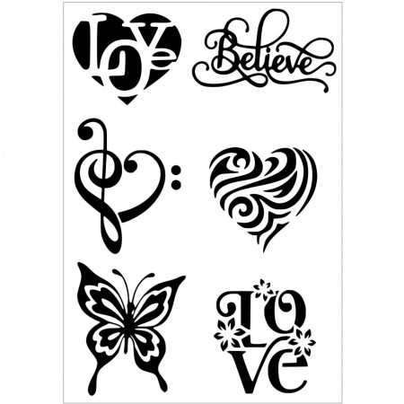 Set 6 sabloane A4, gama Love, personalizare in regim DIY