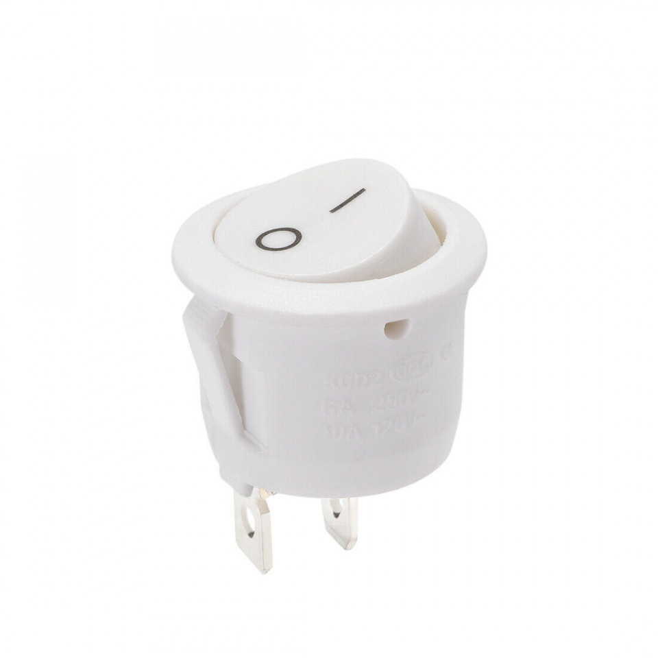 Okrugli prekidač 20mm on-off beli