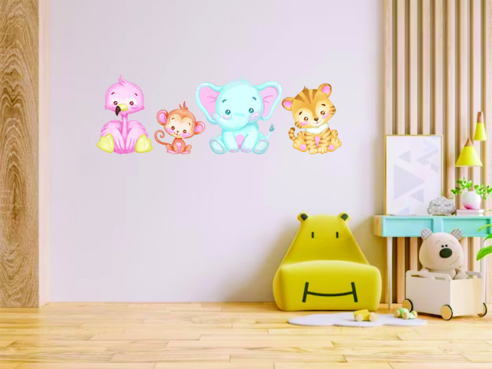 Set 4 Stickere Perete Watercolor Animale