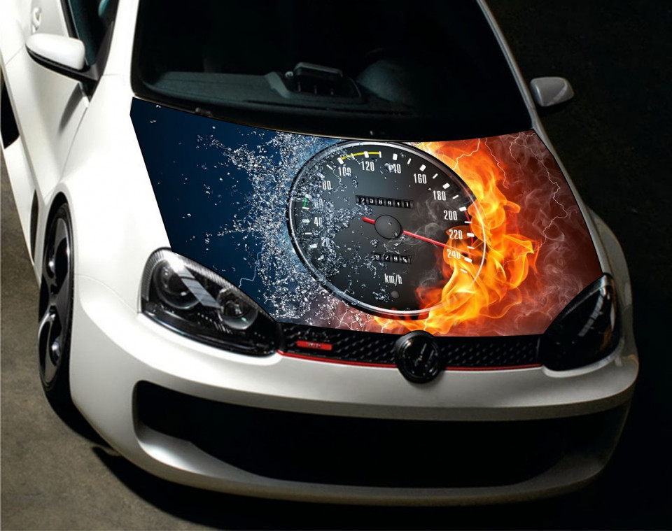 Sticker Autocolant Imprimat Capota Fire Speed Meter