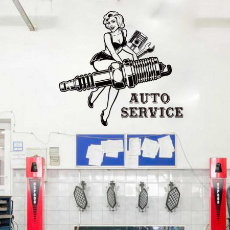 Sticker Perete Garaj Auto Service Sexy Girl M1