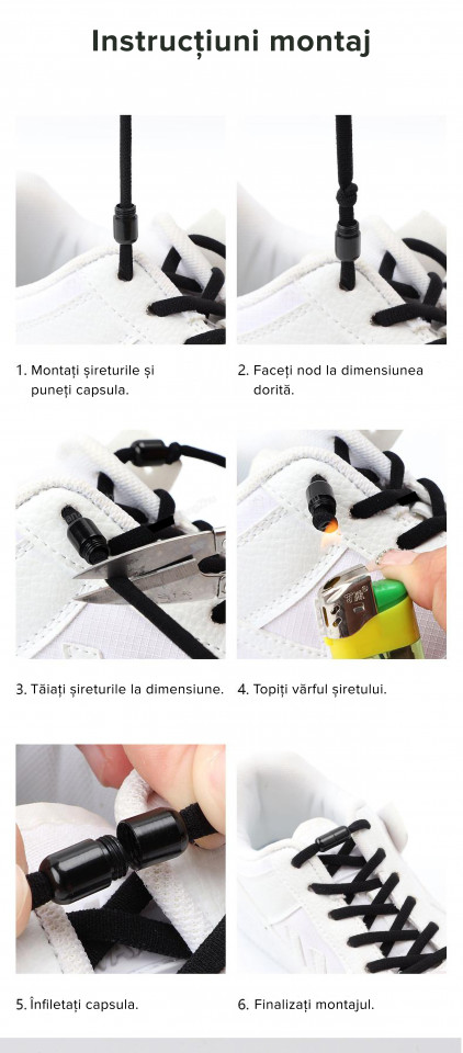 Sireturi Elastice cu sistem NO TOUCH cu Capsula Metalica, Qutek ...