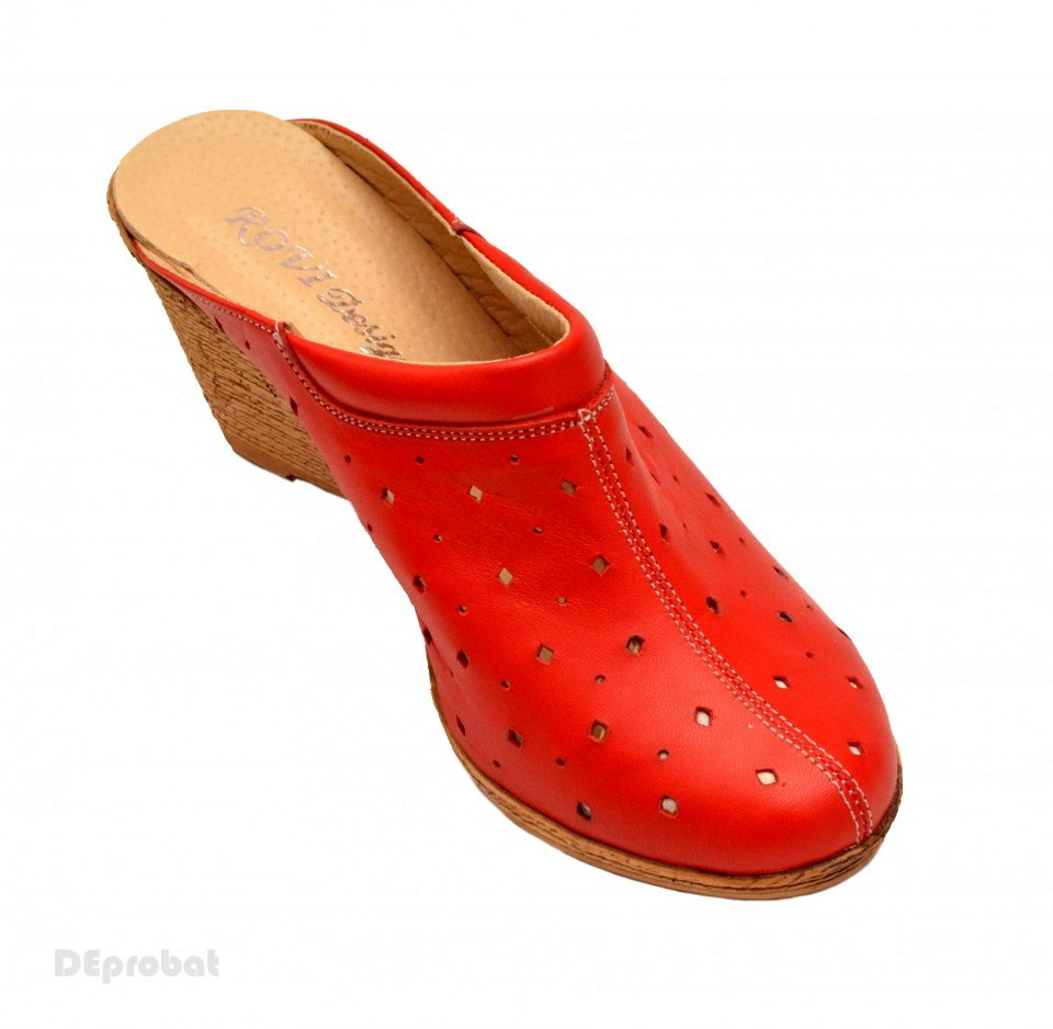 Saboti dama rosii din piele naturala cu perforatii cod SB17