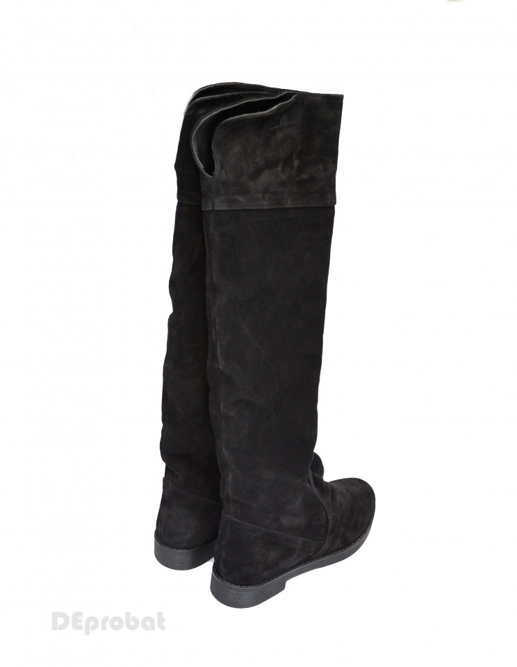 Cizme dama negre velur din piele naturala cod G351