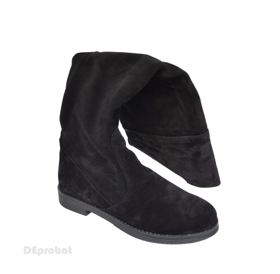 Cizme dama negre velur din piele naturala cod G351