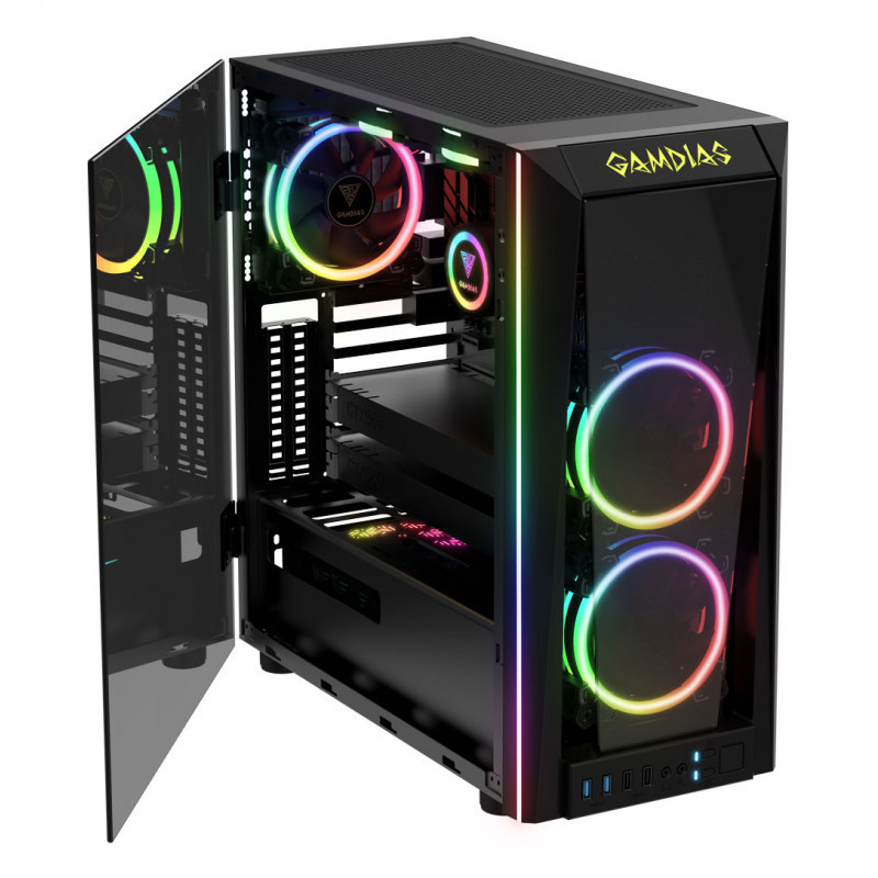 Carcasa Gaming Gamdias M1A, MiddleTower, USB 3.0, Panou transparent ...