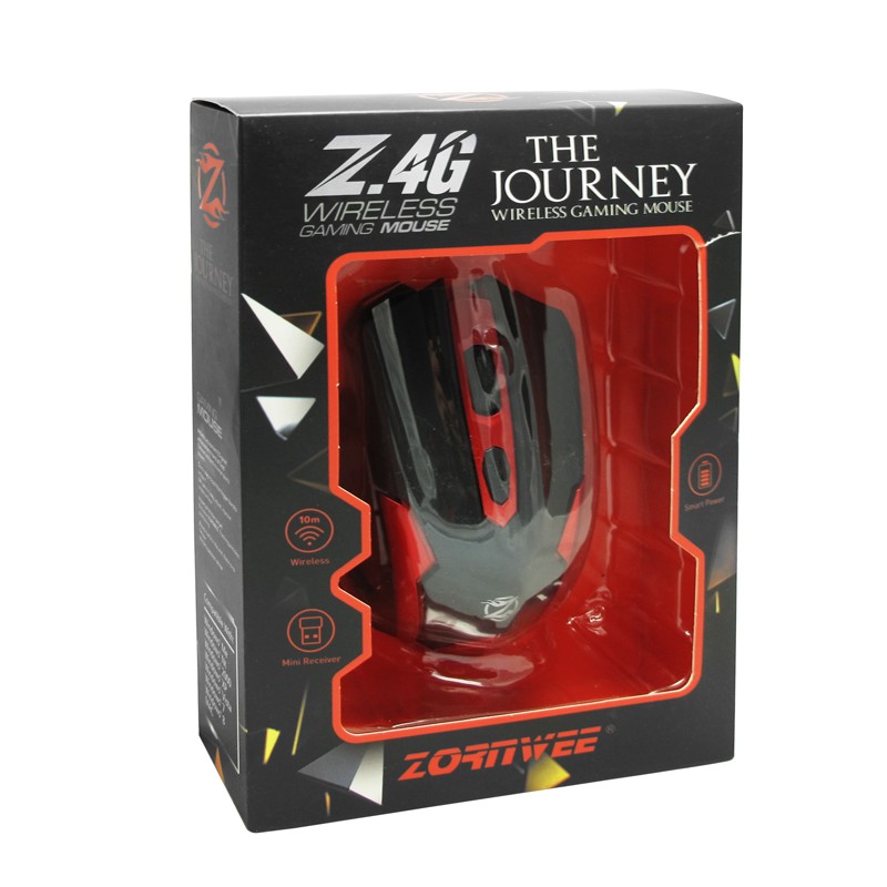 Mouse Wireless ZornWee W130, 1600DPI, Rosu/Negru