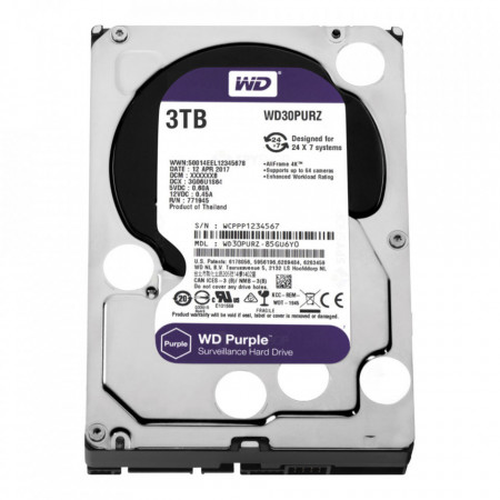Hard disk 3TB Western Digital Purple WD30PURX, Buffer 64MB, SATA3, 5400rpm